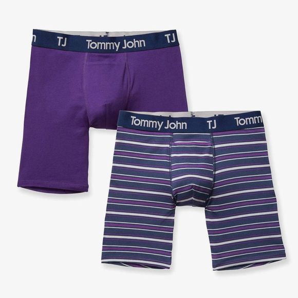 Tommy John | Underwear & Socks | Tj Tommy John Mens Striped 6 Boxer Briefs 2pk Bluepurple Xl ...